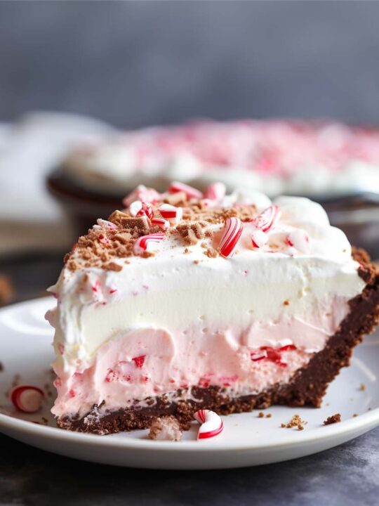 No Bake Candy Cane Cream Pie