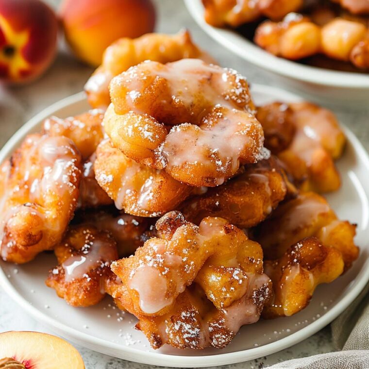 Glazed Fresh Peach Fritters - Yeyfood.com: Recipes, cooking tips, and ...