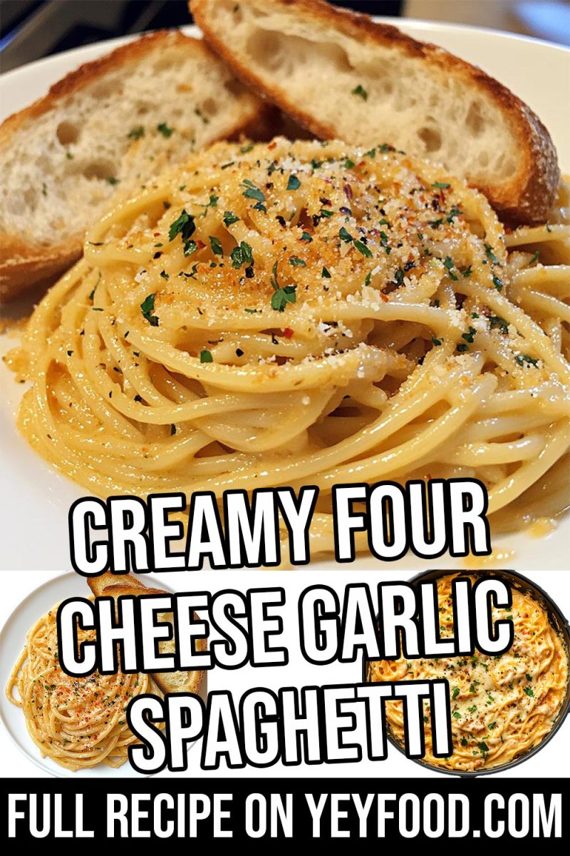 Creamy Four Cheese Garlic Spaghetti - Yeyfood.com: Recipes, cooking ...