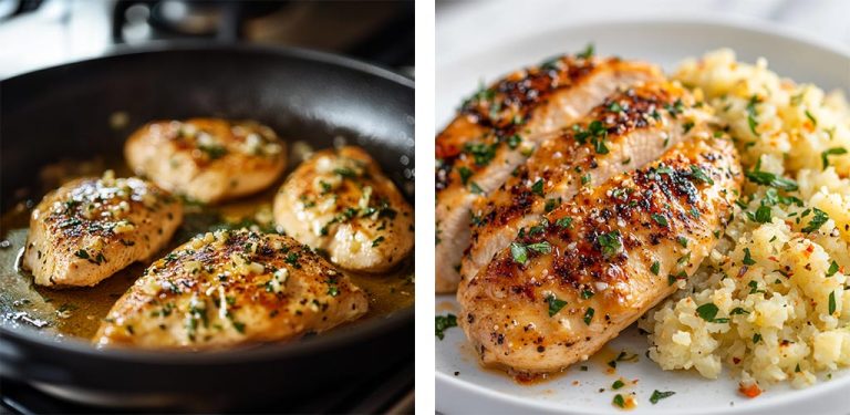 15 Minute Garlic Butter Chicken with Parmesan Cauliflower Rice ...