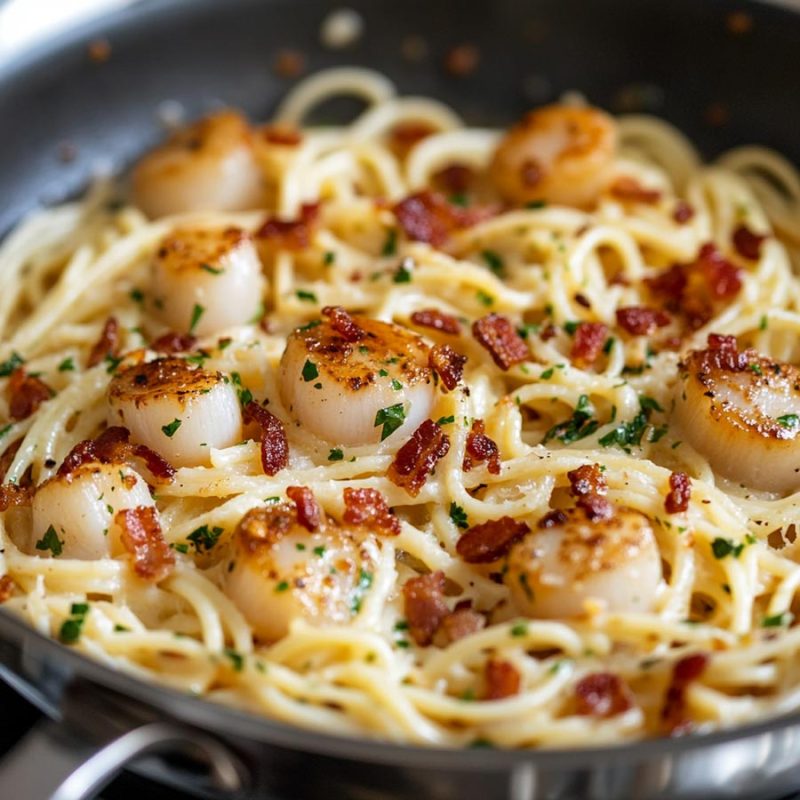 Creamy Garlic Scallop & Bacon Spaghetti - Yeyfood.com: Recipes, cooking ...