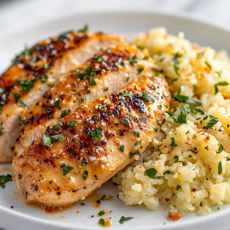 15 Minute Garlic Butter Chicken with Parmesan Cauliflower Rice ...