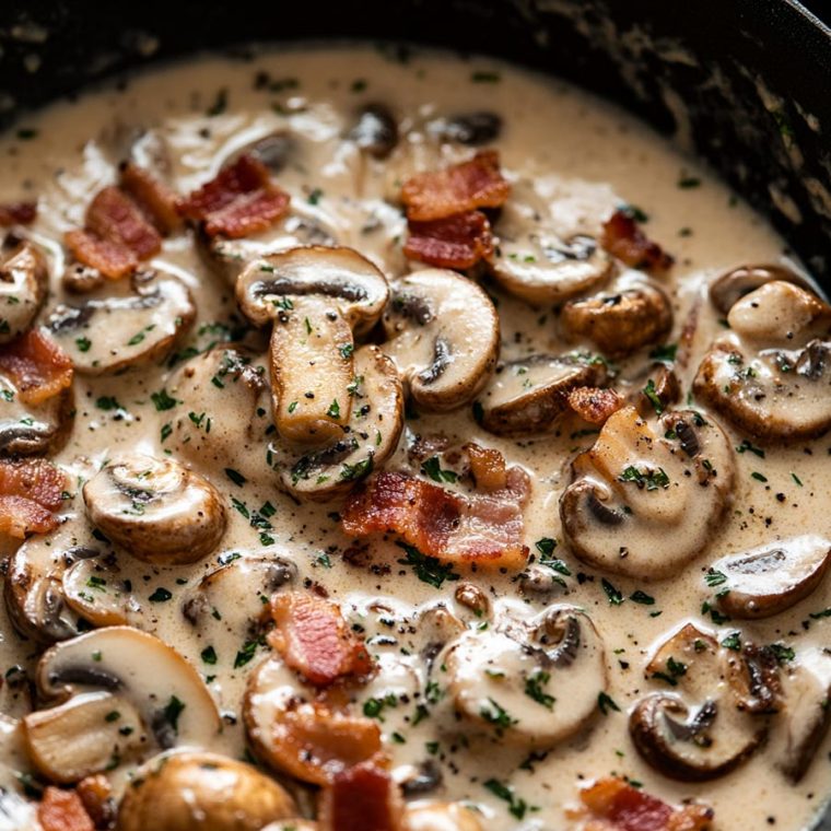 Bacon & Creamy Garlic Mushrooms - Yeyfood.com: Recipes, cooking tips ...